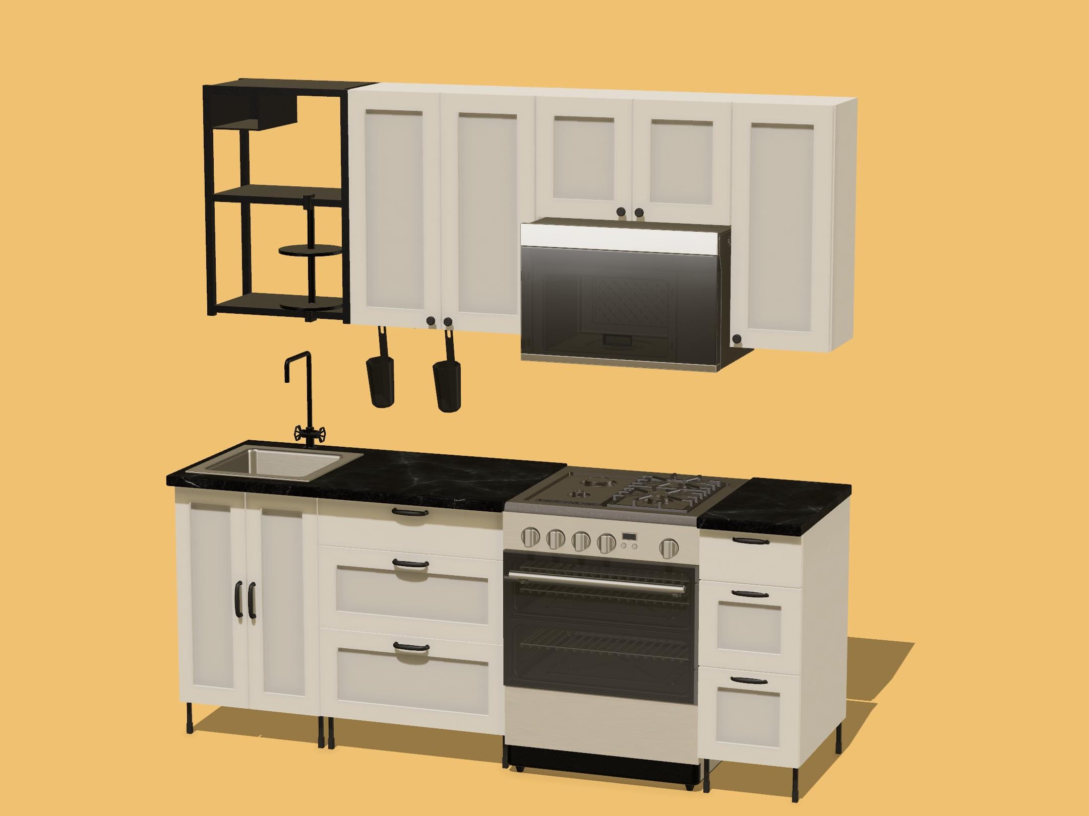 Miniature Kitchen Cabinet Set: 1/12 Scale Dollhouse Furniture (digital ...