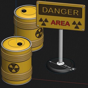 Miniature Radiation Warning Signs 1/12 Scale for Road Infrastructure ...