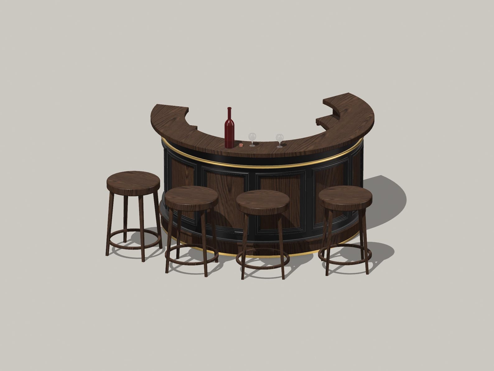 Miniature Bar Counter 1/12 Scale: Dollhouse Diorama STL Files (digital ...