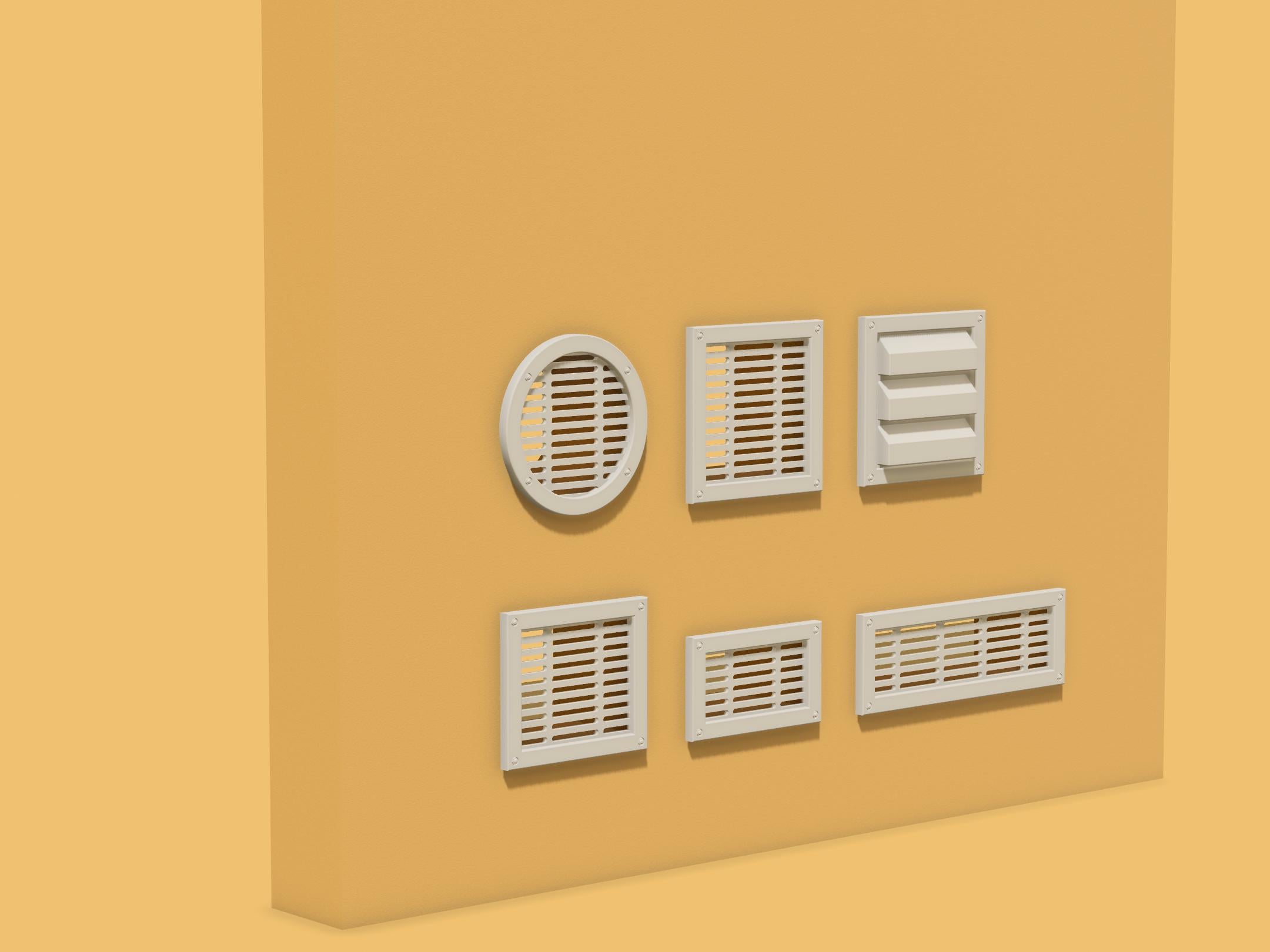 Miniature Wall Air Vent: 1/12 Scale Dollhouse STL Files (3D Printing ...