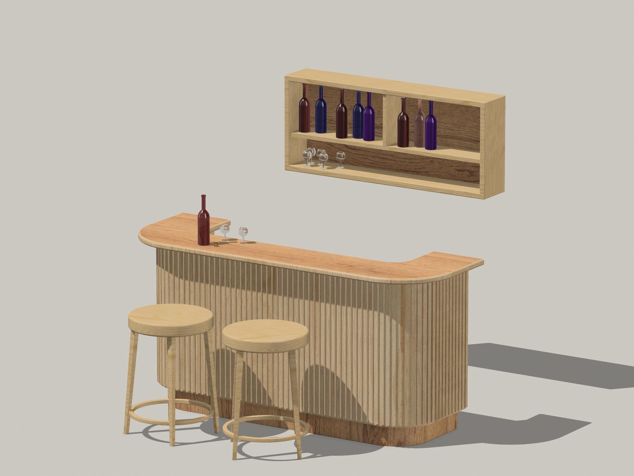 Miniature Bar Counter 3D Print Files: 1/12 Scale Dollhouse Diorama (STL ...