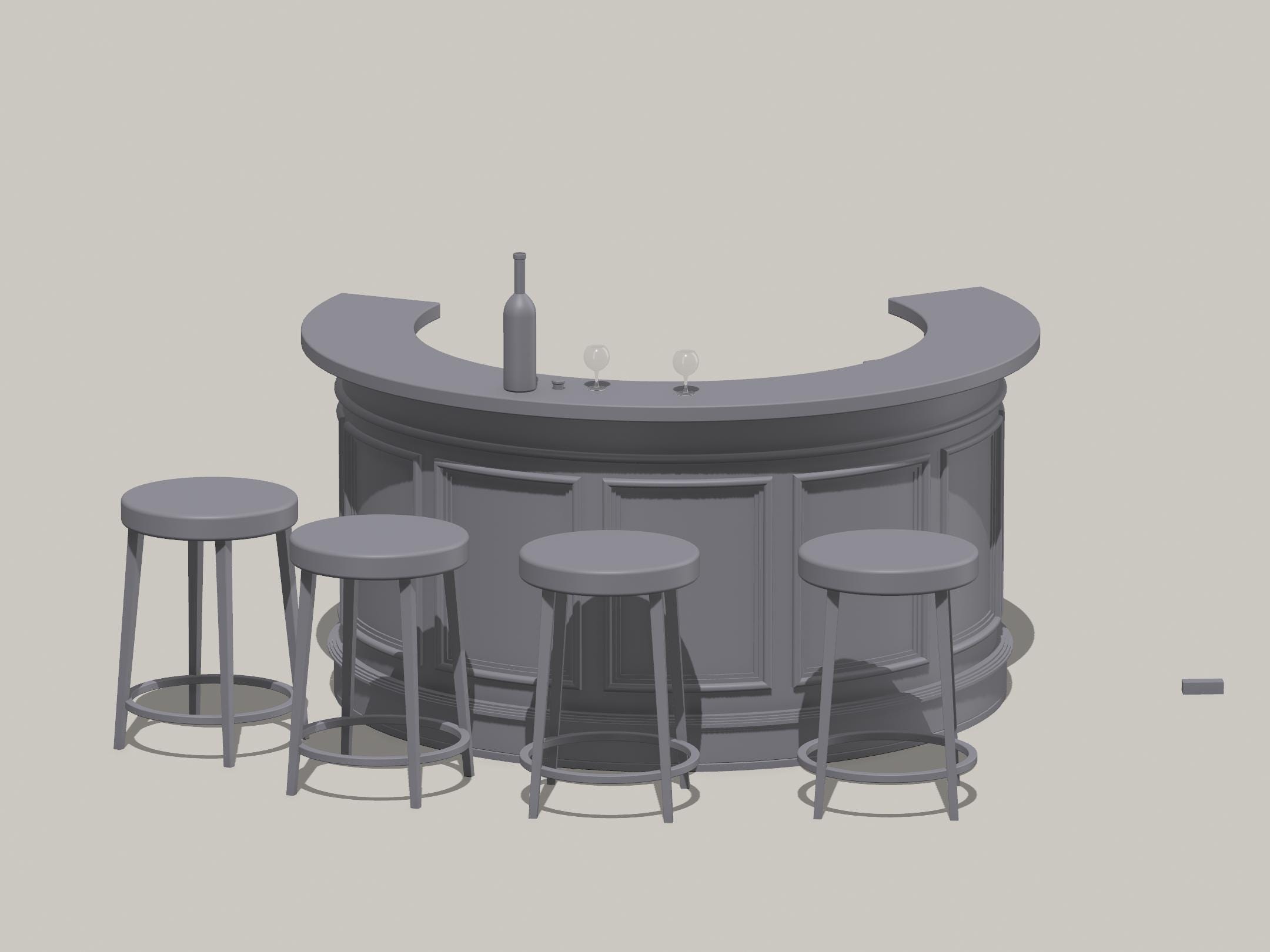 Miniature Bar Counter 1/12 Scale: Dollhouse Diorama STL Files (digital ...