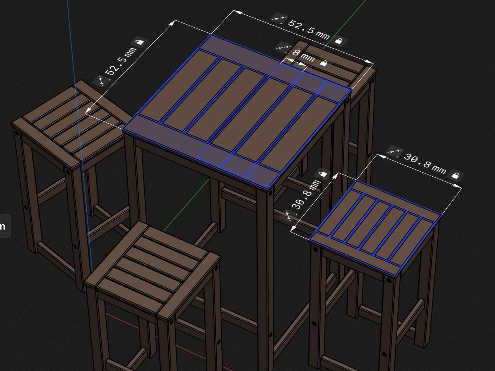 Miniature Bar Table & Stools: 1/12 Scale Dollhouse Furniture (digital ...