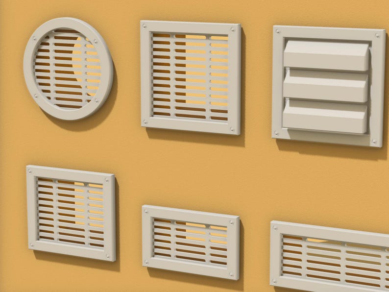 Miniature Wall Air Vent: 1/12 Scale Dollhouse STL Files (3D Printing ...