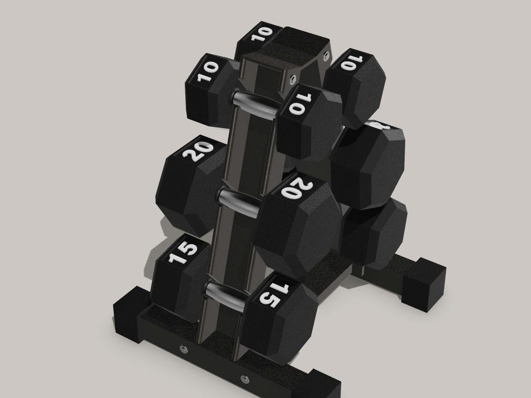 Miniature Dumbbell Set With Rack: 1/12 Scale Dollhouse Gym (digital STL ...