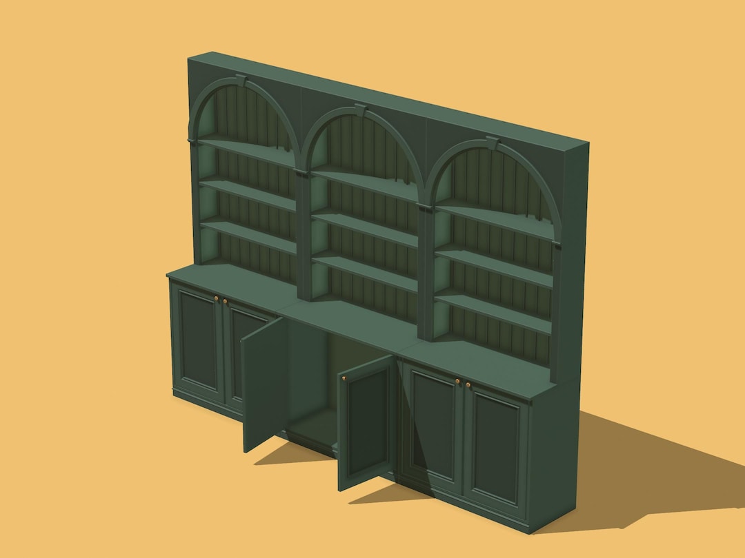 Miniature Bookcase 3D Print Files: 1/12 Scale Dollhouse Furniture (STL ...