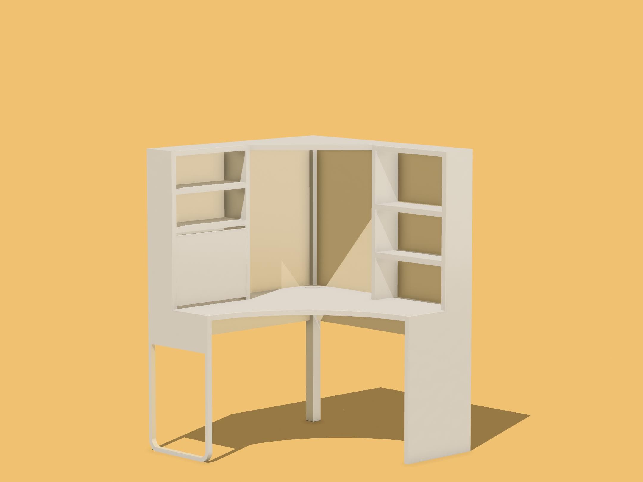 Miniature Corner Desk: 1/6 & 1/12 Scale Dollhouse Furniture (digital ...
