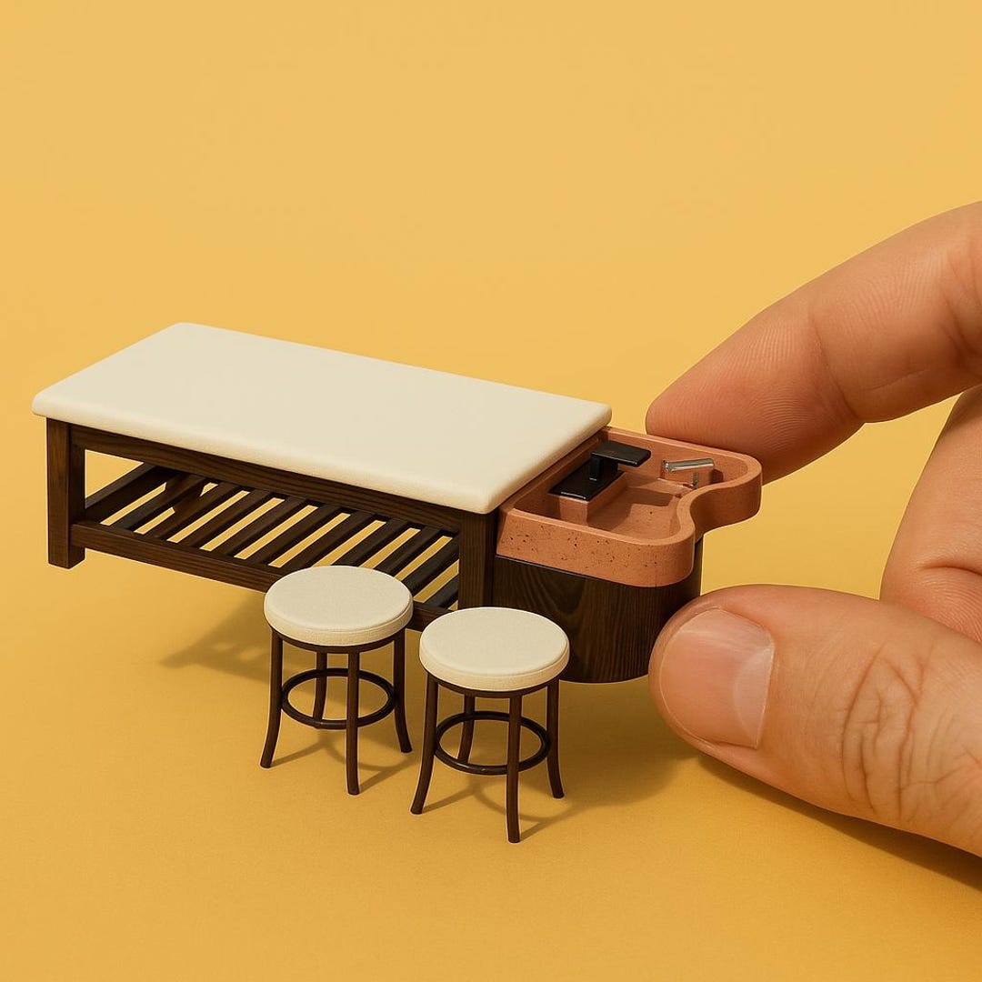 Miniature Shampoo Bed: 1/12 Scale Doll Hair Salon Diorama (digital STL ...