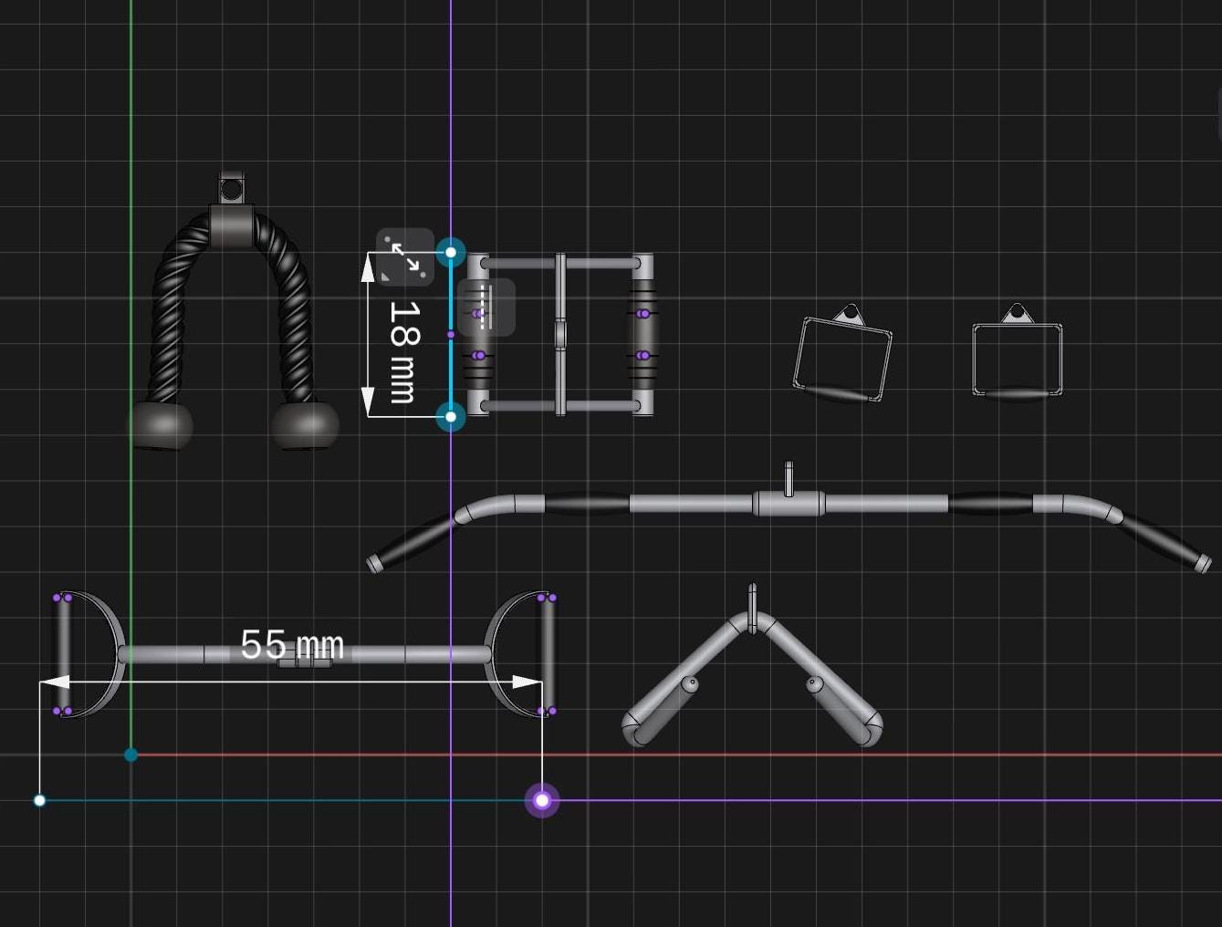 Miniature Gym Grip Handle 1/12 Scale for Doll House, Mini Gym - Digital ...