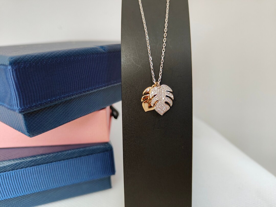 PANDORA Sterling Silver Monstera Pendant Necklace - Etsy