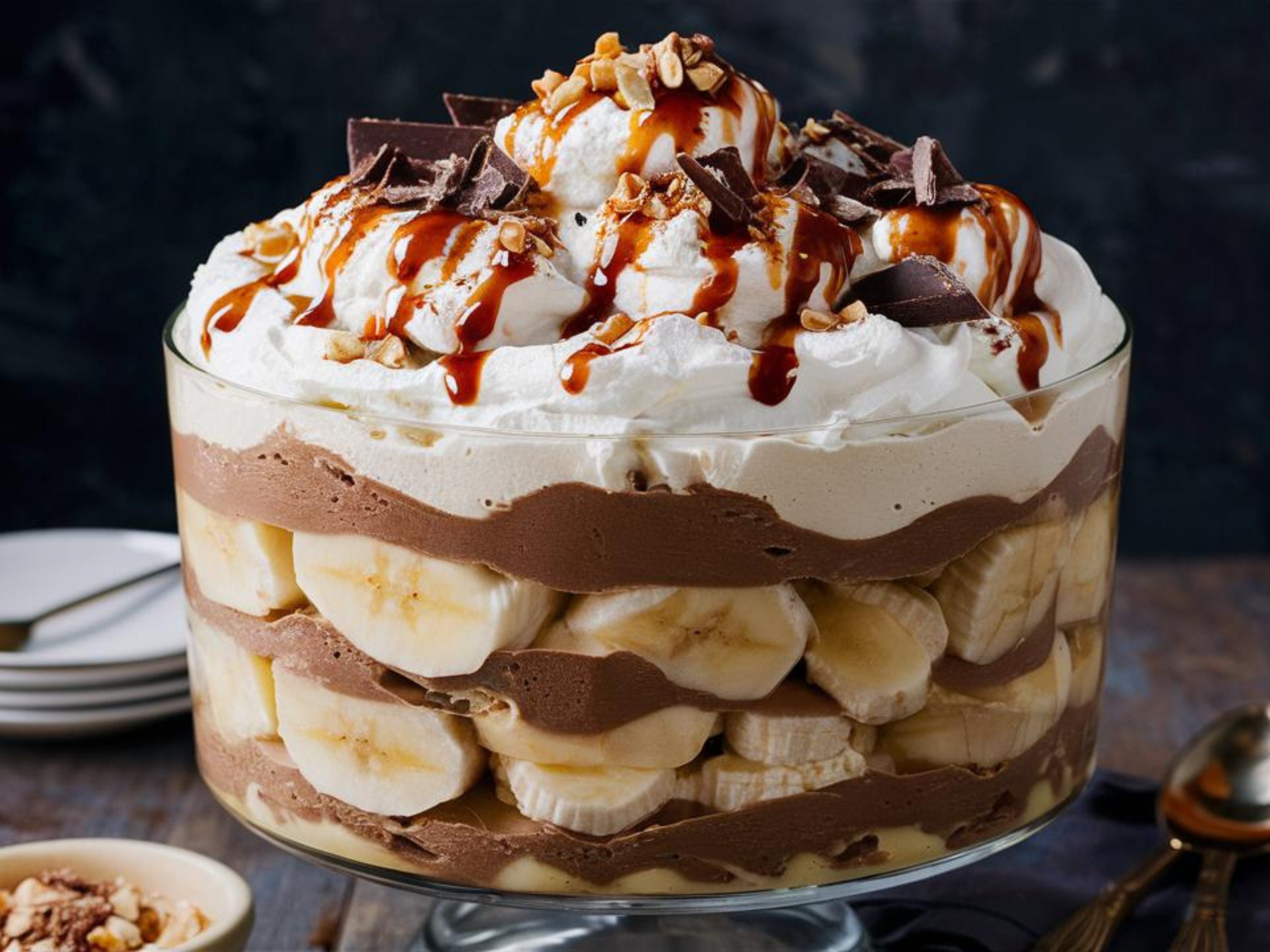 The MOST Luxurious Chocolate Peanut Butter Banana Cream Trifle ...