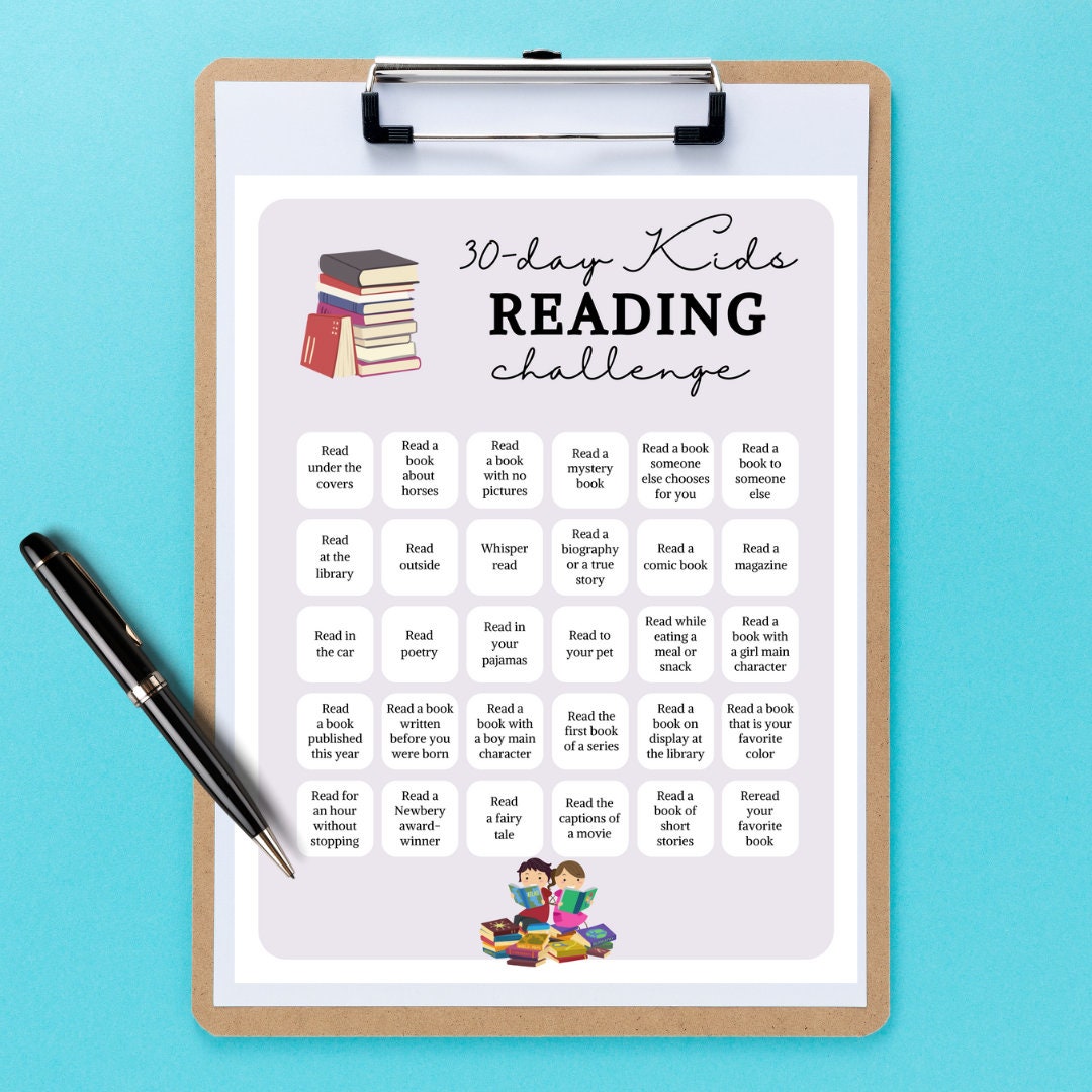 30 Day Reading Challenge for Kids - Etsy
