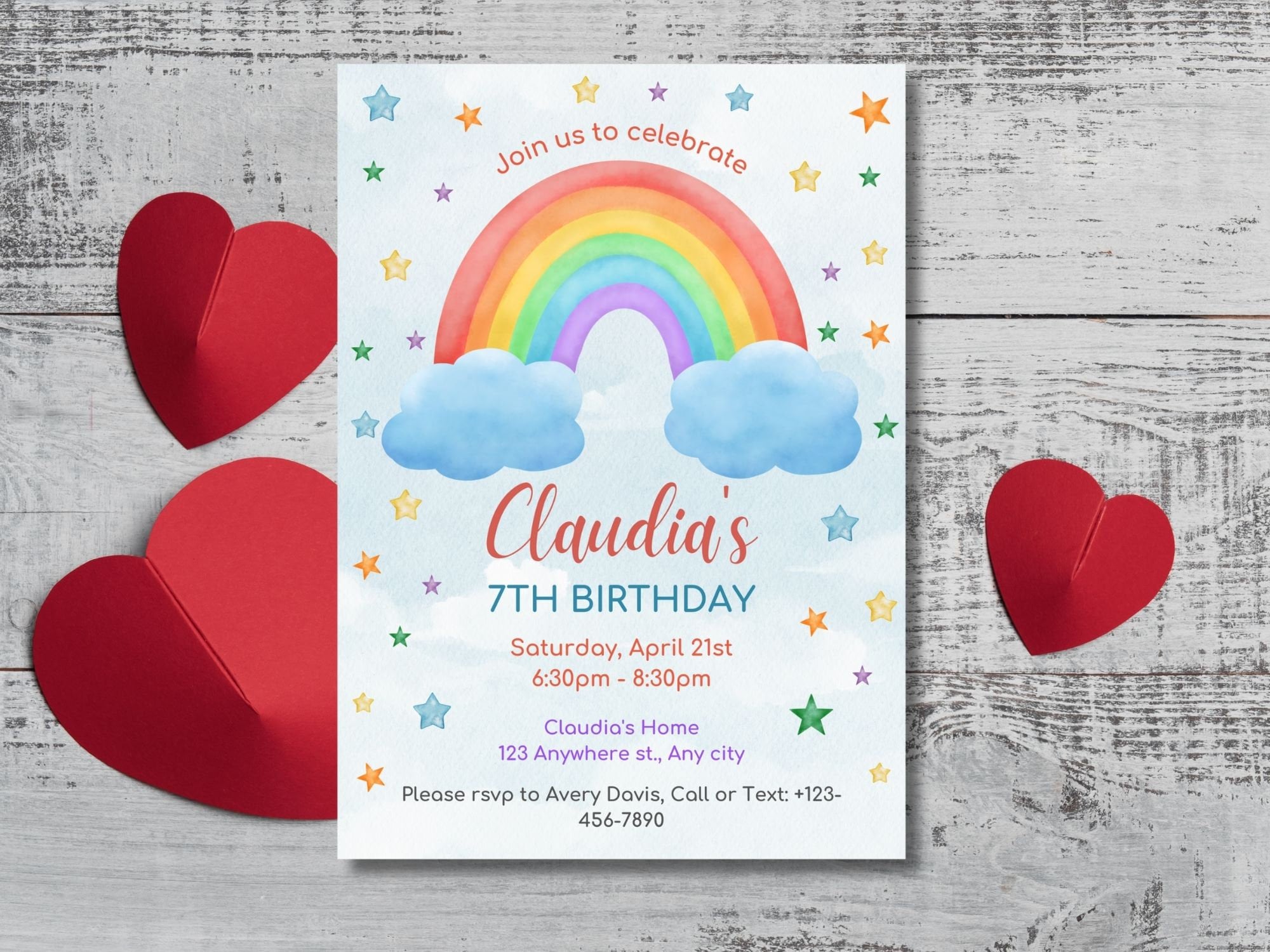 Editable Rainbow Birthday Invitation. Rainbow Invite. Colorful Rainbow ...