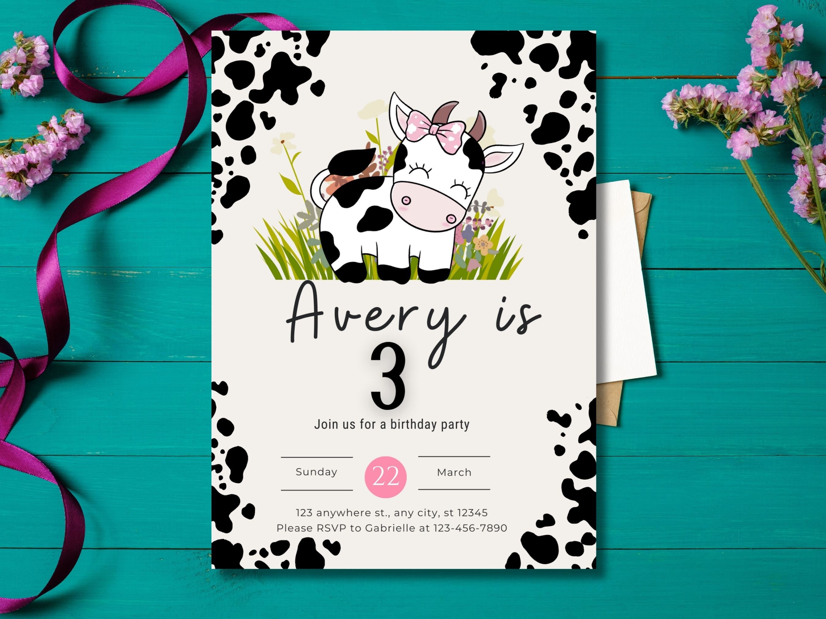 Editable Holy Cow Birthday Invitation Template, Electronic Invite, Cute ...