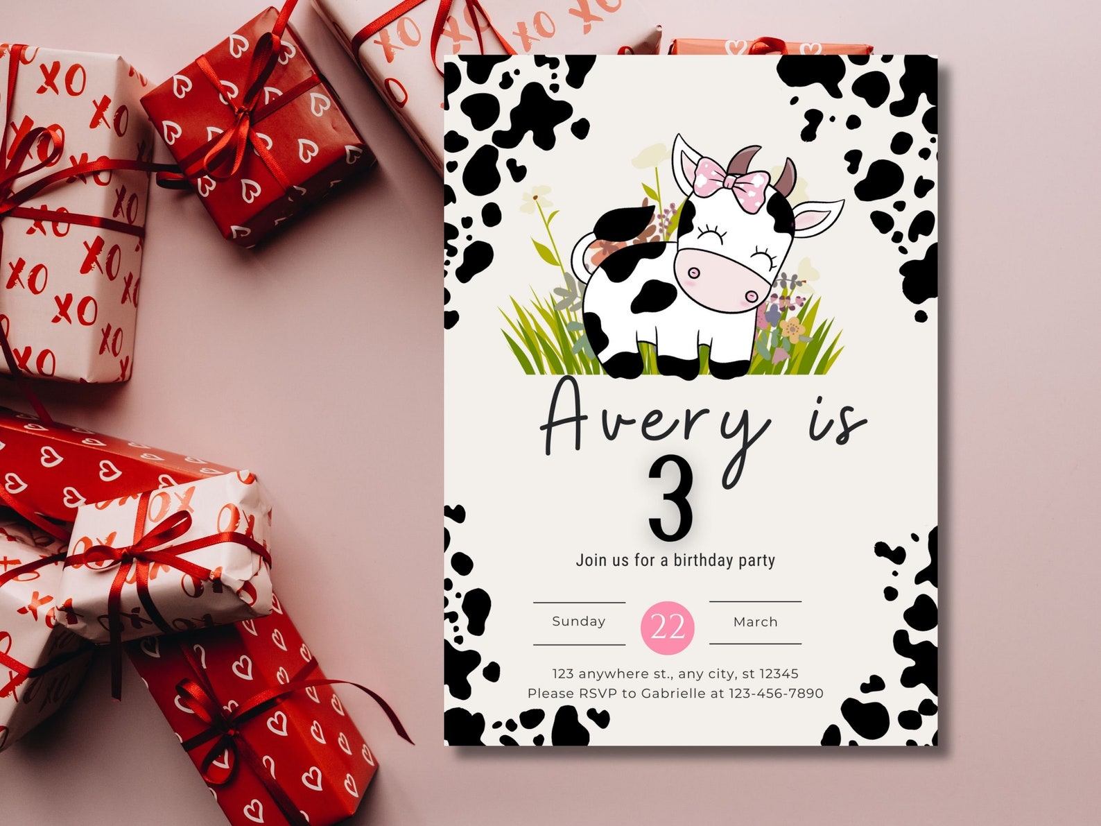 Editable Holy Cow Birthday Invitation Template, Electronic Invite, Cute ...