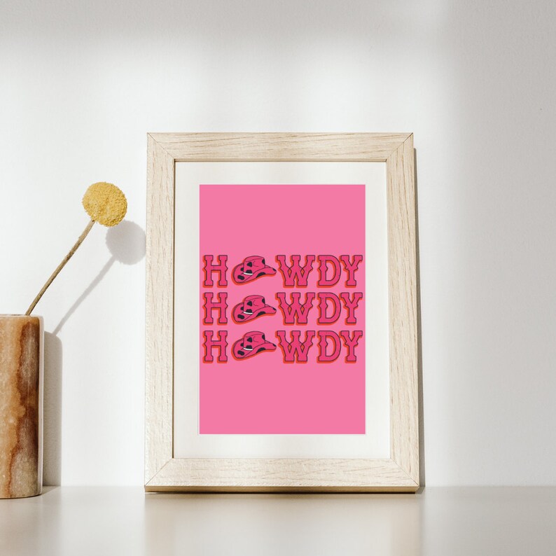Howdy Cowgirl Poster Pink Wall Art Trendy Apartment Decor, Pink Cowgirl ...