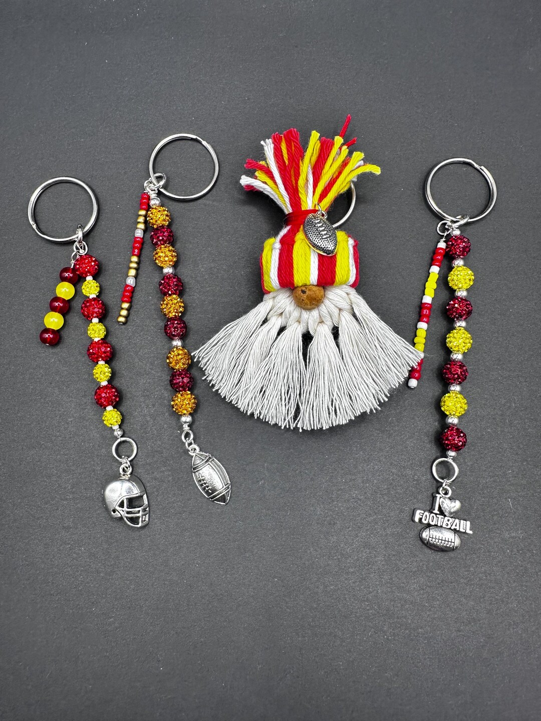 Football Fan Flair!! Gnome-purse Bling-keychains-macrame Gnome-disco ...