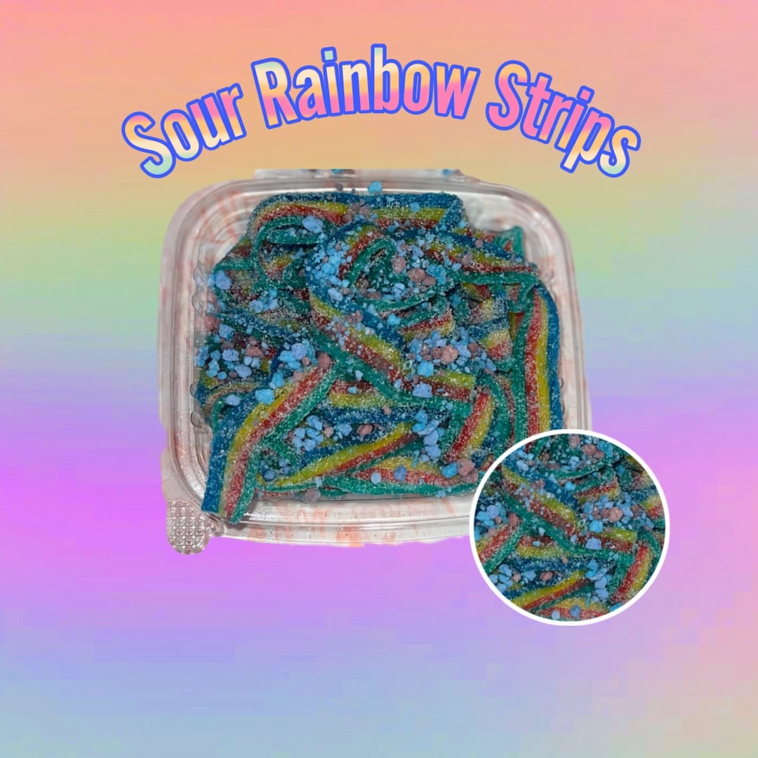 Sour Cotton Candy Rainbow Strips 8oz - Etsy