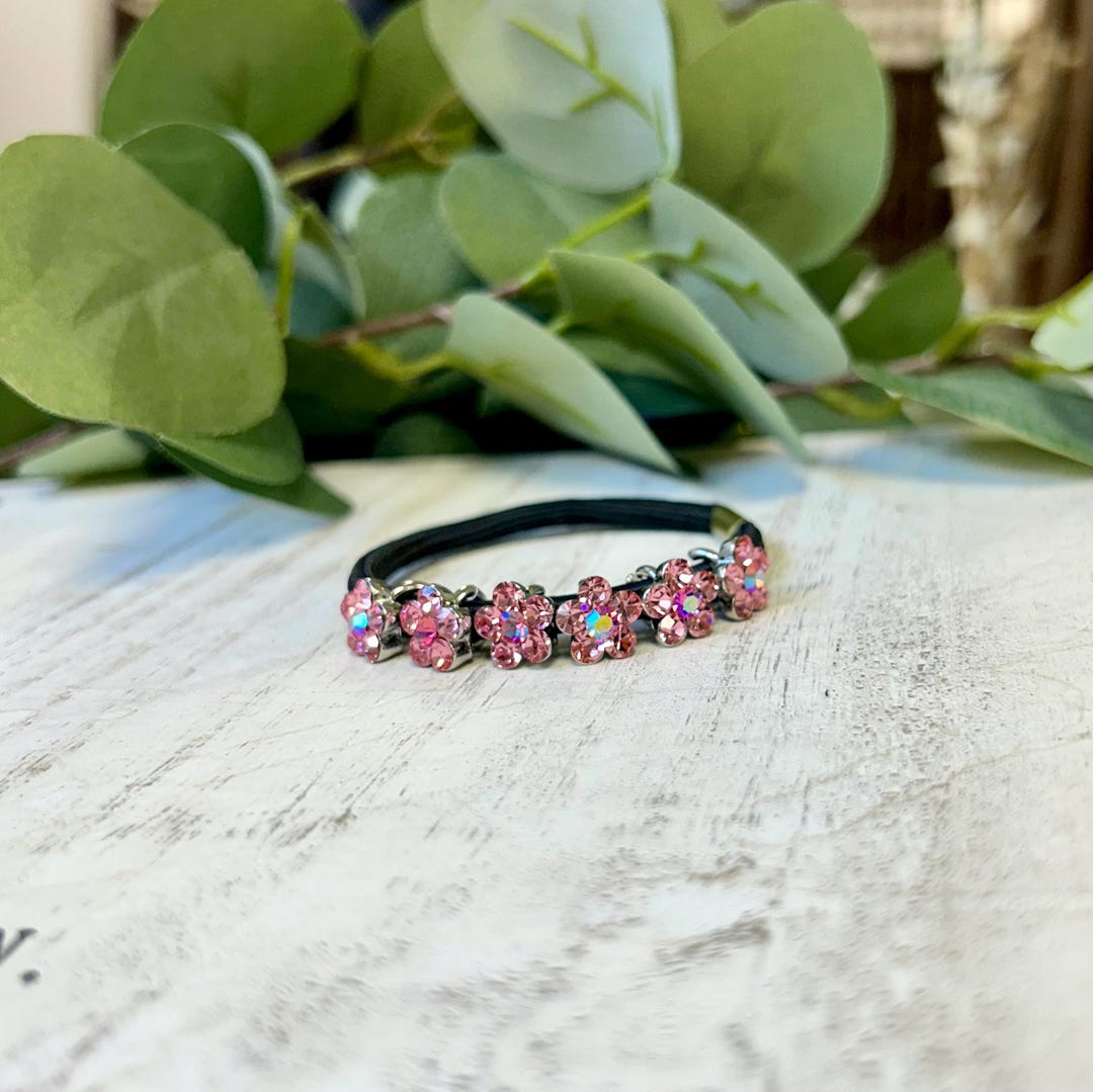 Crystal Hair Tie: Mini Daisy Ponytail Holder With Shimmering Crystals ...