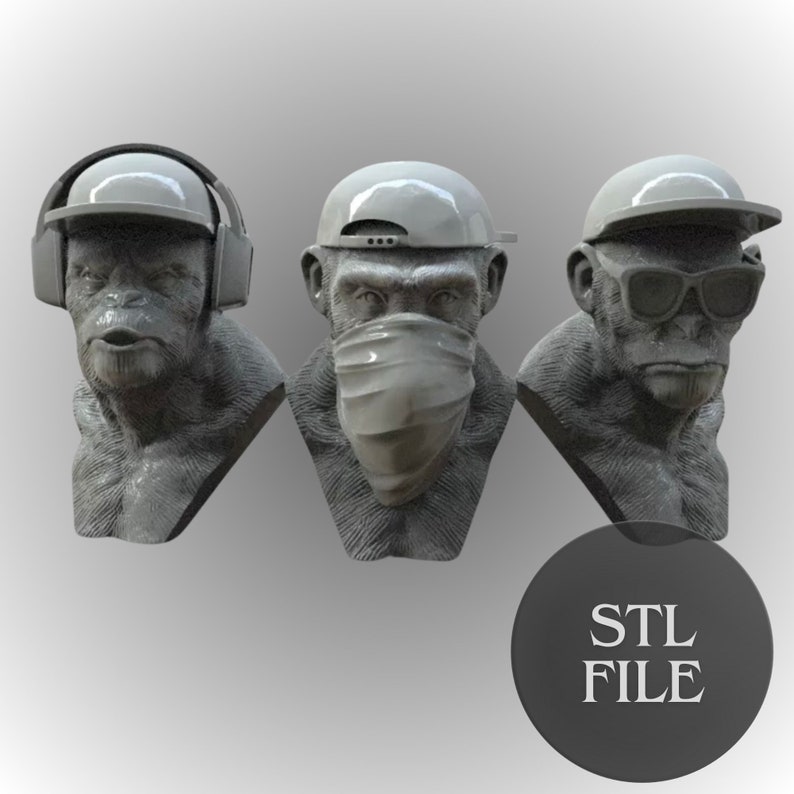 Three Wise Monkeys Bust Digital STL File Digital Model Printable File ...