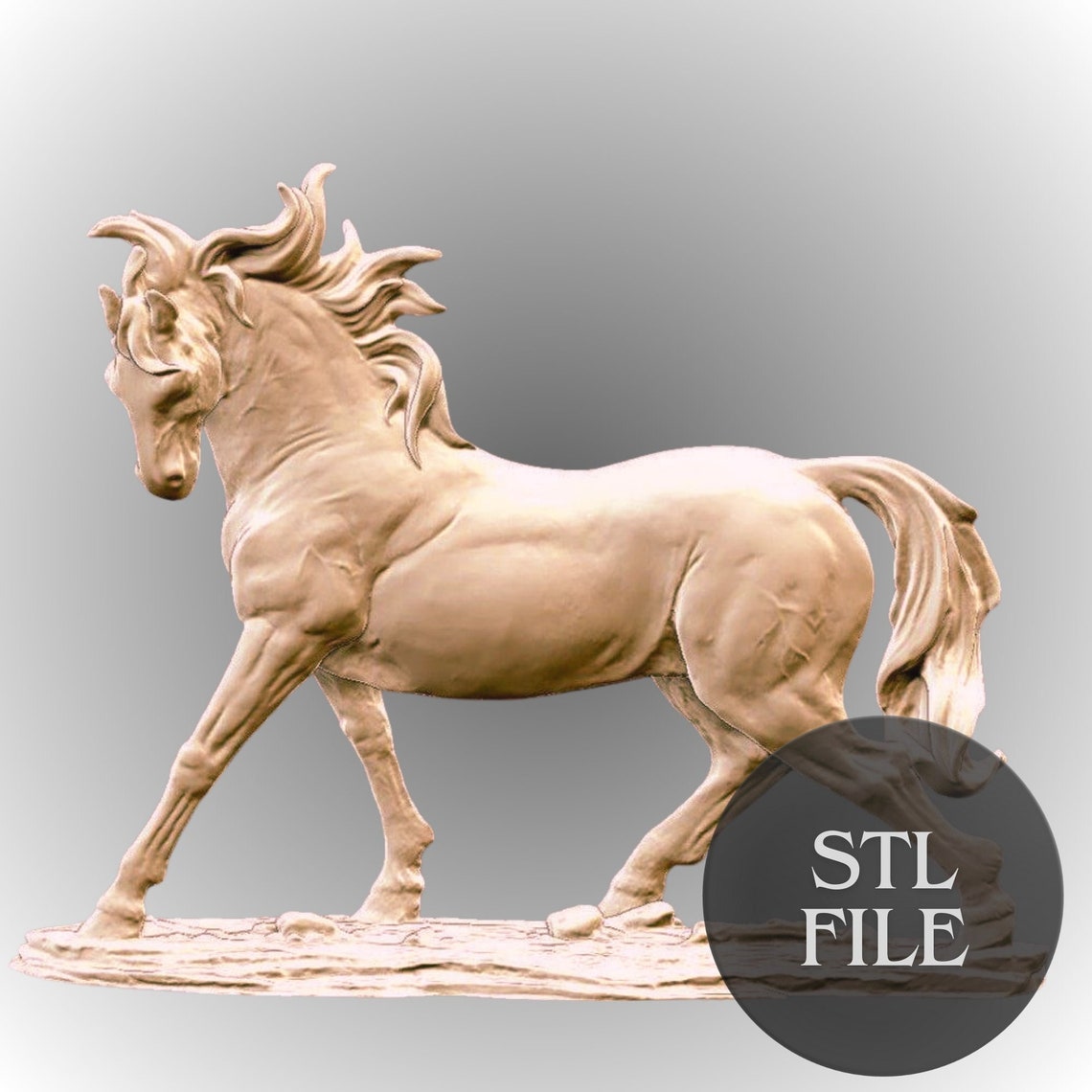 Horse Statue Table Decor Digital STL File Digital Model Printable File ...
