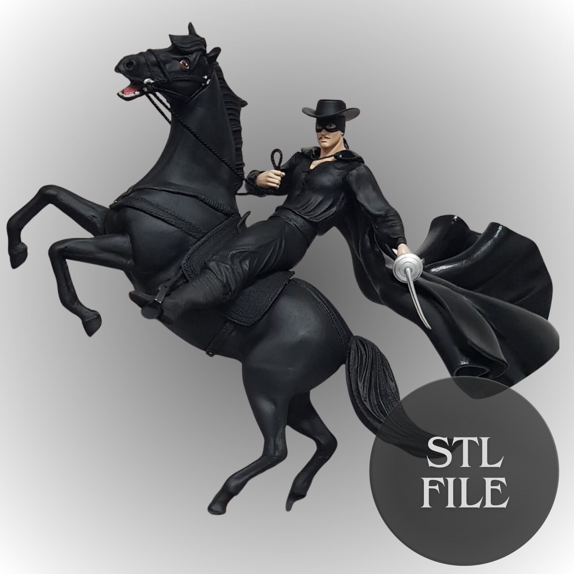 Zrro With Black Horse Digital STL File Digital Model Printable File - Etsy