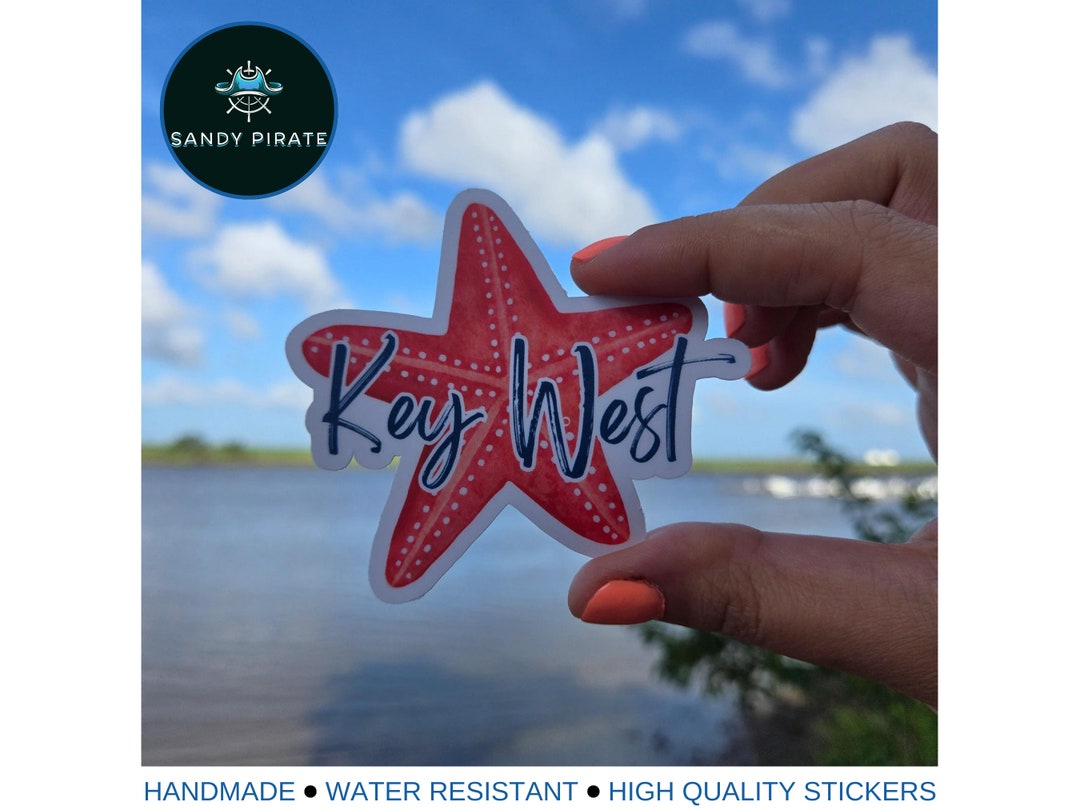 Key West Sticker Red Starfish Sticker Handmade Florida Keys Die-cut ...