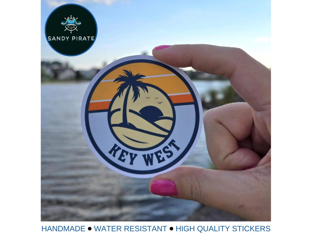 Key West Sticker Round Logo Sticker Palm Tree Handmade Die-cut Stickers ...