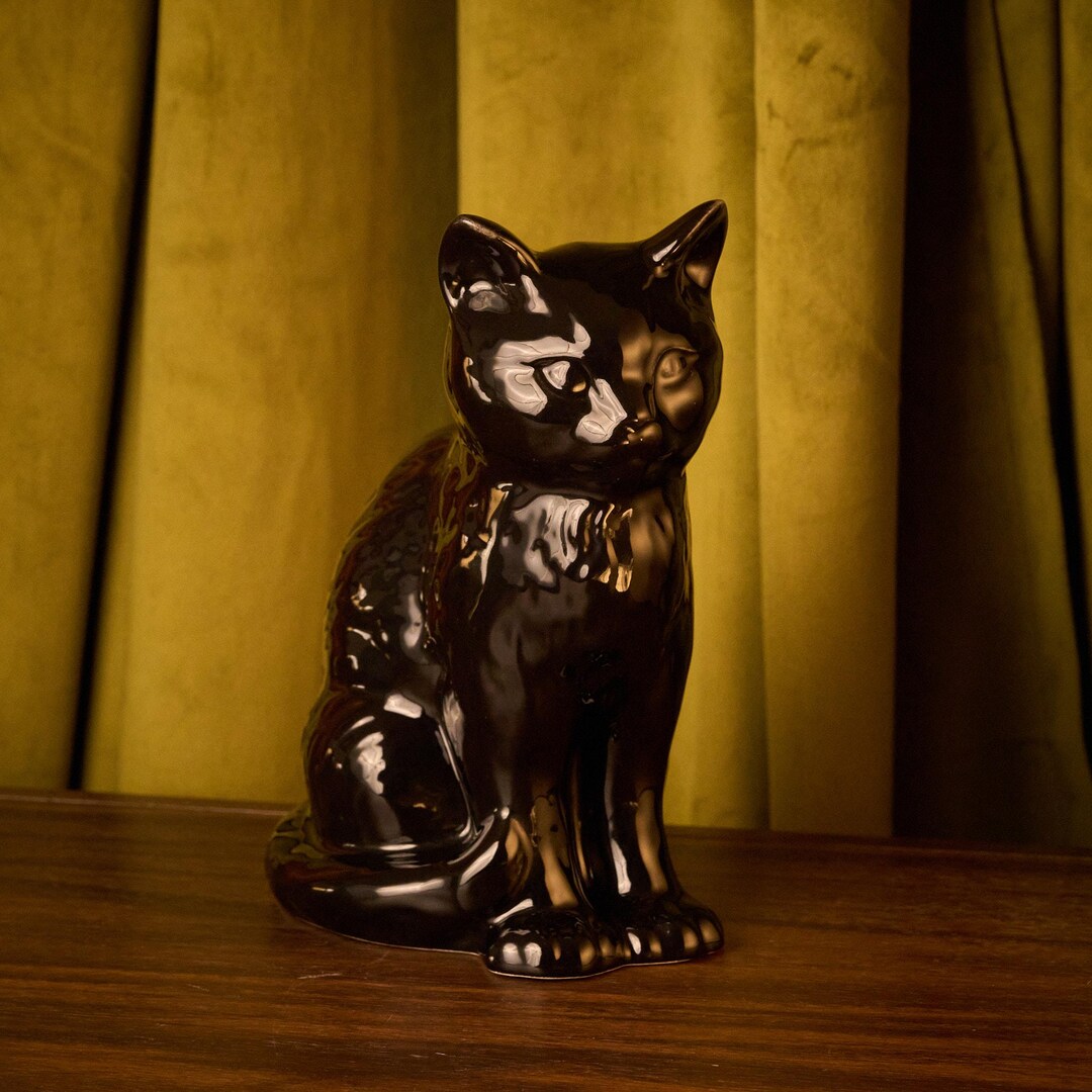 Vintage Sylvac Ceramic Black Cat Figurine Sitting - Etsy