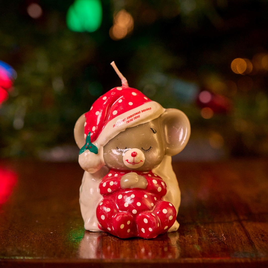 Vintage Sleepy Christmas Mouse Russ Candle - Etsy