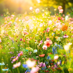 Five Digital Prints of a Flowerfield, Digital Download, Beautiful ...