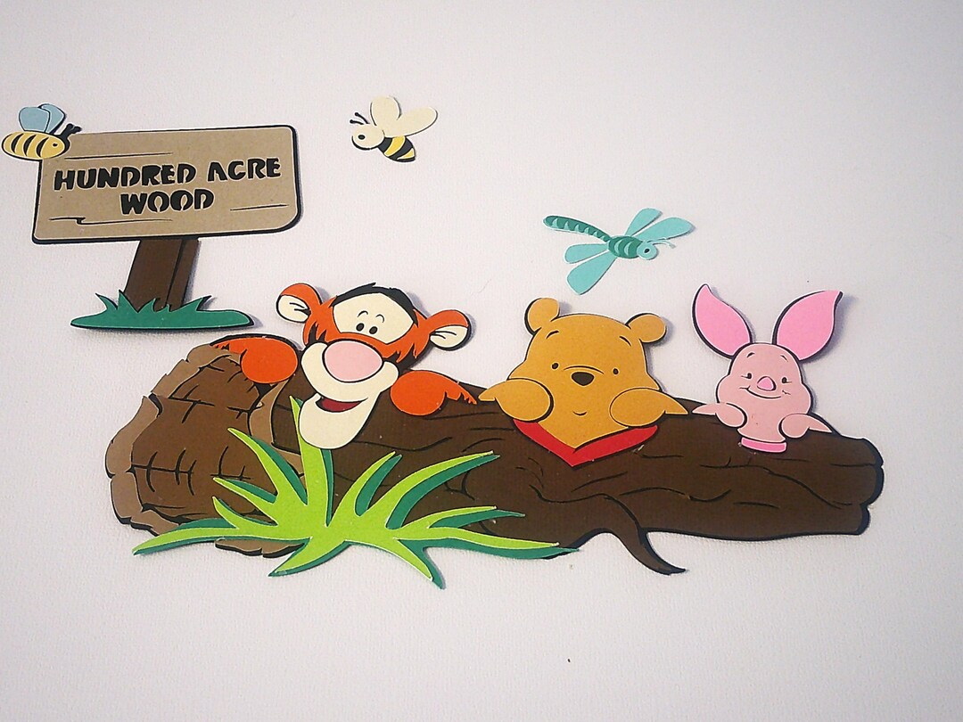 Pooh Log With Piglet, Cardstock Embellishments Set - Etsy