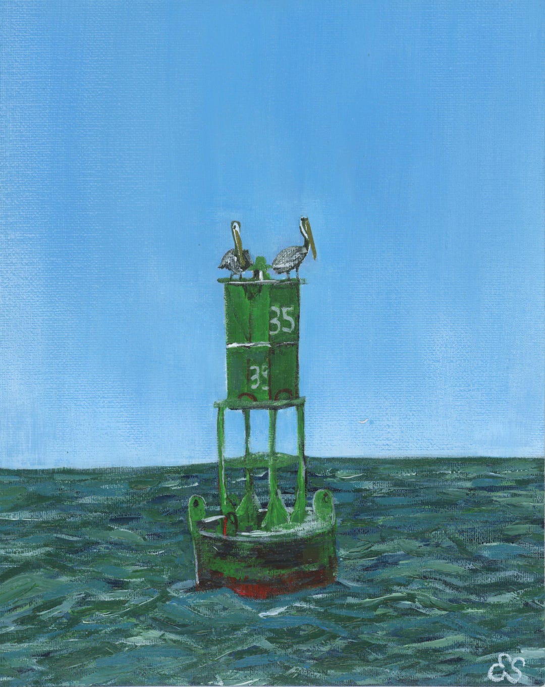 Pelicans on Buoy 35 Gulf of Mexico Art Print - Etsy