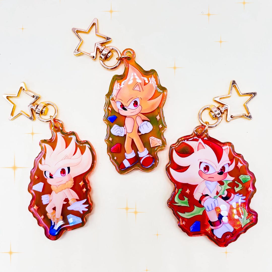 Sonic the Hedgehog Version Super Keychain Holographic Acrylics - Etsy