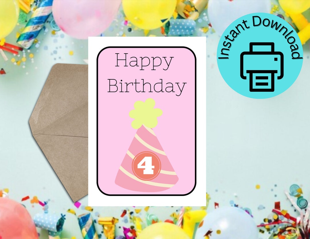 Happy 4th Birthday Pink, Hat - Etsy