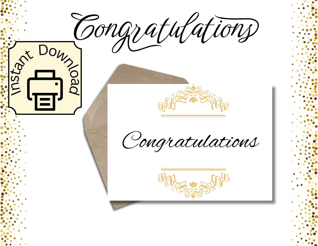 Congratulations Gold Border Card - Etsy