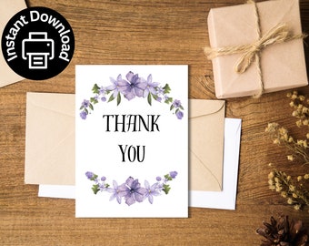 Tropical Leaves Printable Thank You Card Instant Download Purple ...