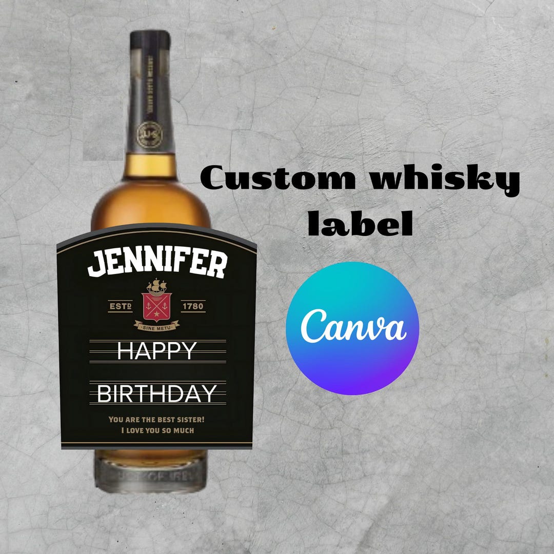 Whiskey Label Canva Template Personalized Custom Digital Download ...