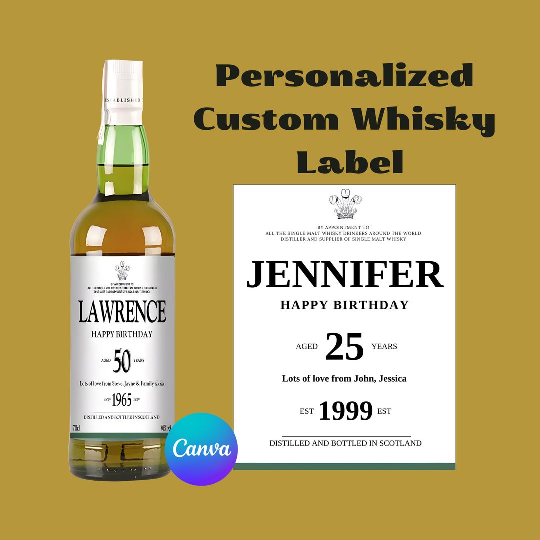 Whiskey Label Canva Template Personalized Custom Digital Download ...