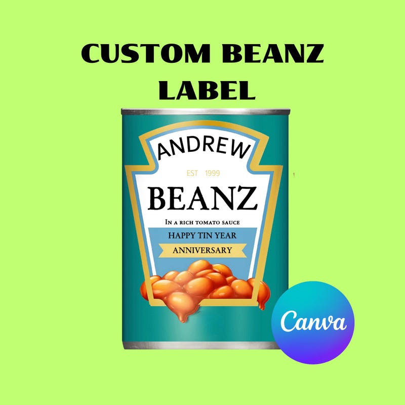 Can of Beans Label - Etsy