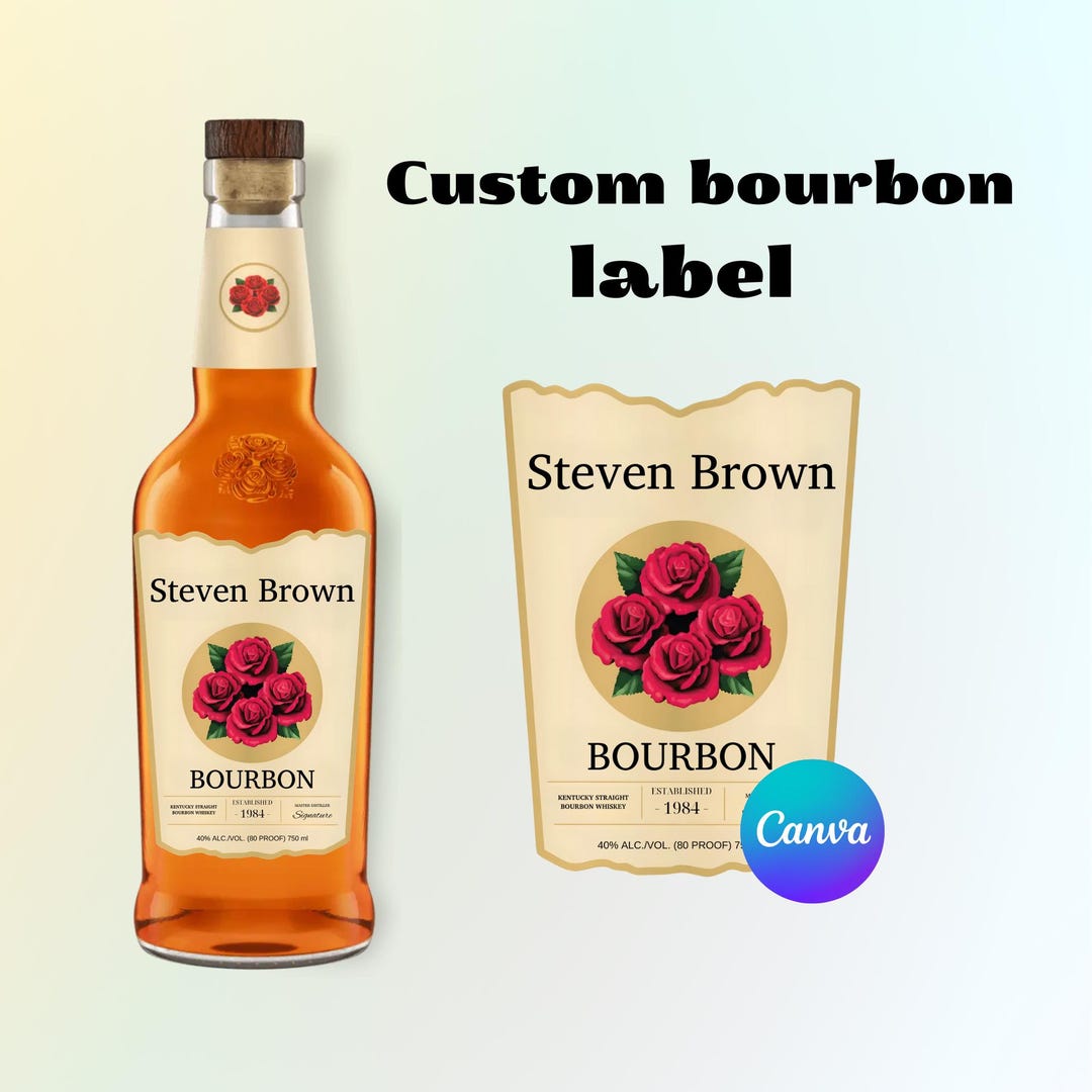 Bourbon Label Whiskey Label Canva Template Personalized Custom Digital ...