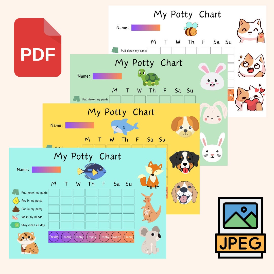 Potty Training Chart Potty Progress Chart Toddler Potty Tracker Potty ...