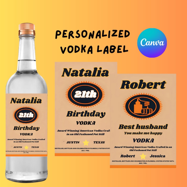 Vodka Label Canva Template Personalized Custom Digital Download ...