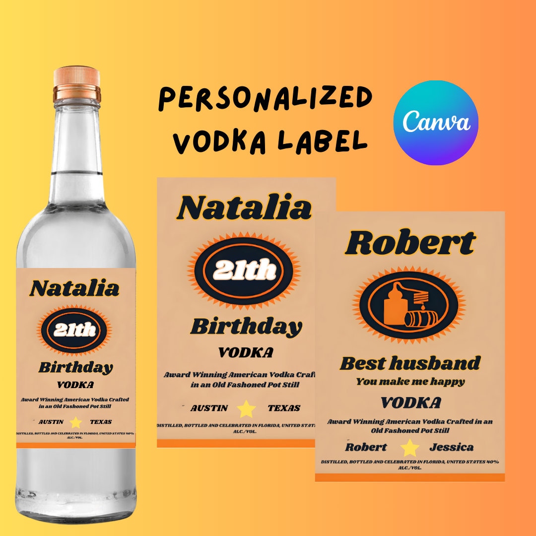 Vodka Label Canva Template Personalized Custom Digital Download ...