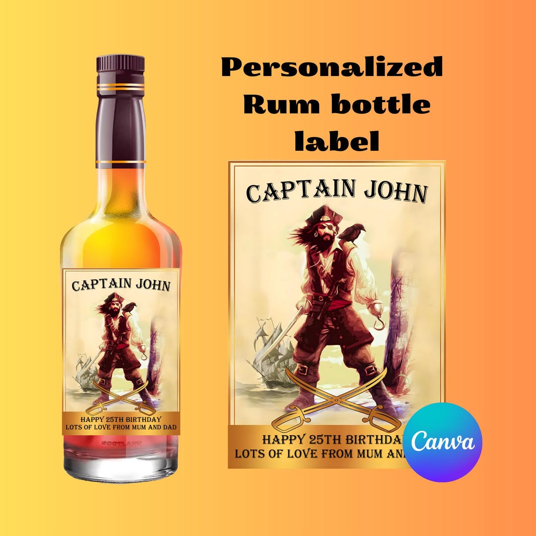 Spiced Rum Label Canva Template Personalized Custom Digital Download ...