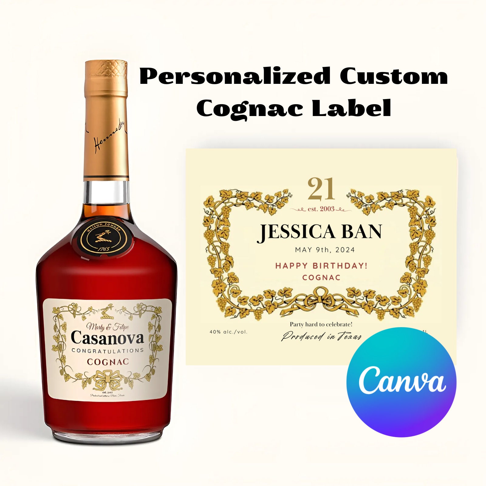 Cognac Label Canva Template Personalized Custom Digital Download ...