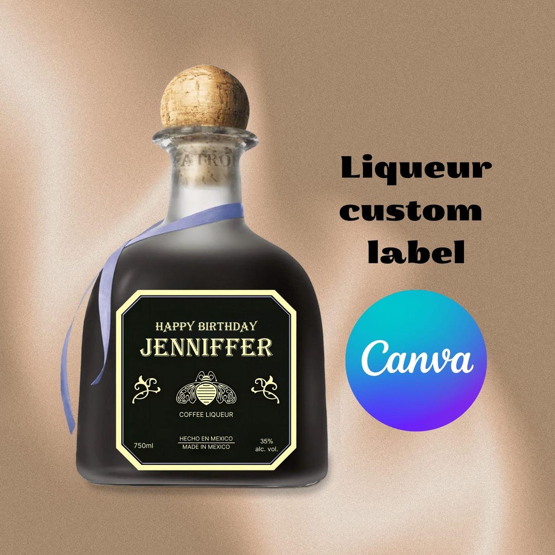 Coffee Liqueur Label Canva Template Personalized Custom Digital ...
