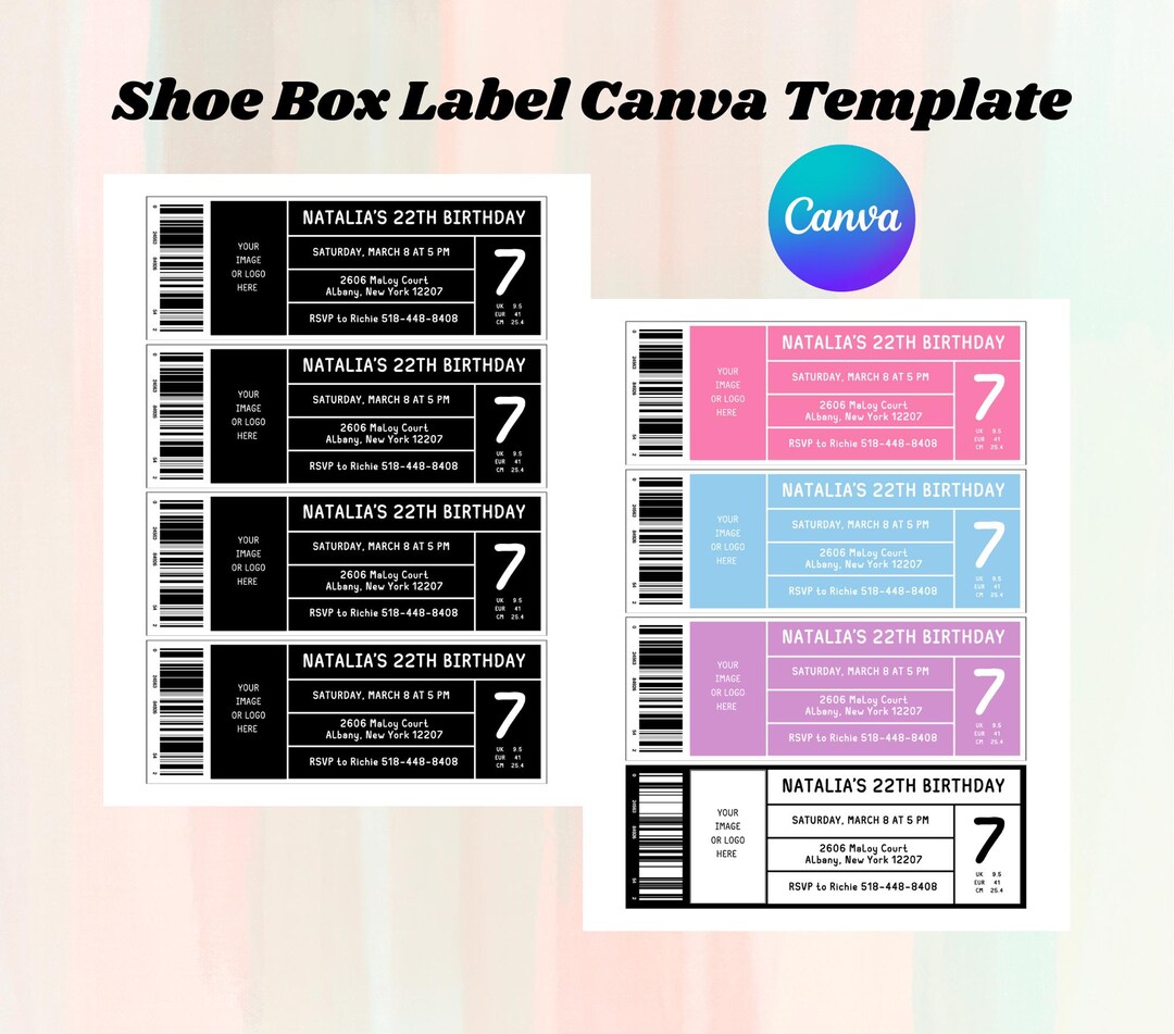 Customizable Shoe Box Label Template | Editable in Canva | DIY Party ...
