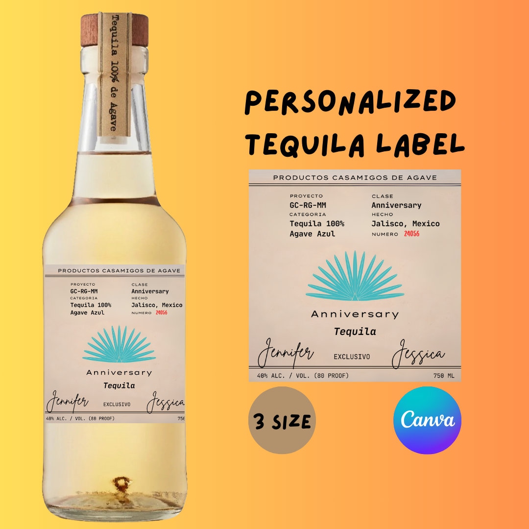 Tequila Label Canva Template Personalized Custom Digital Download ...