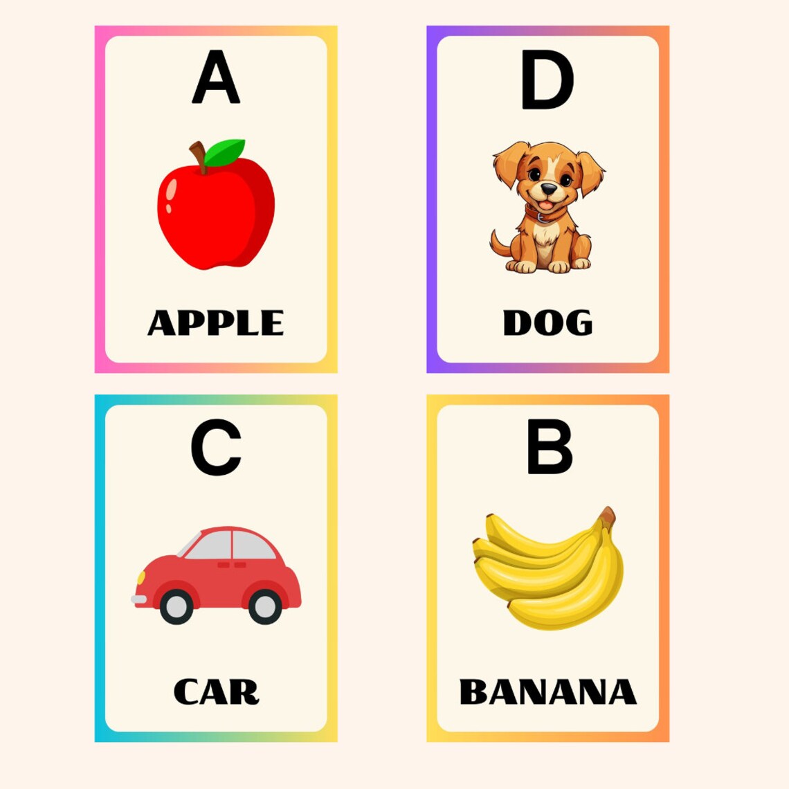 English Alphabets ABC With Pictures Kids Character With Photos Flash ...